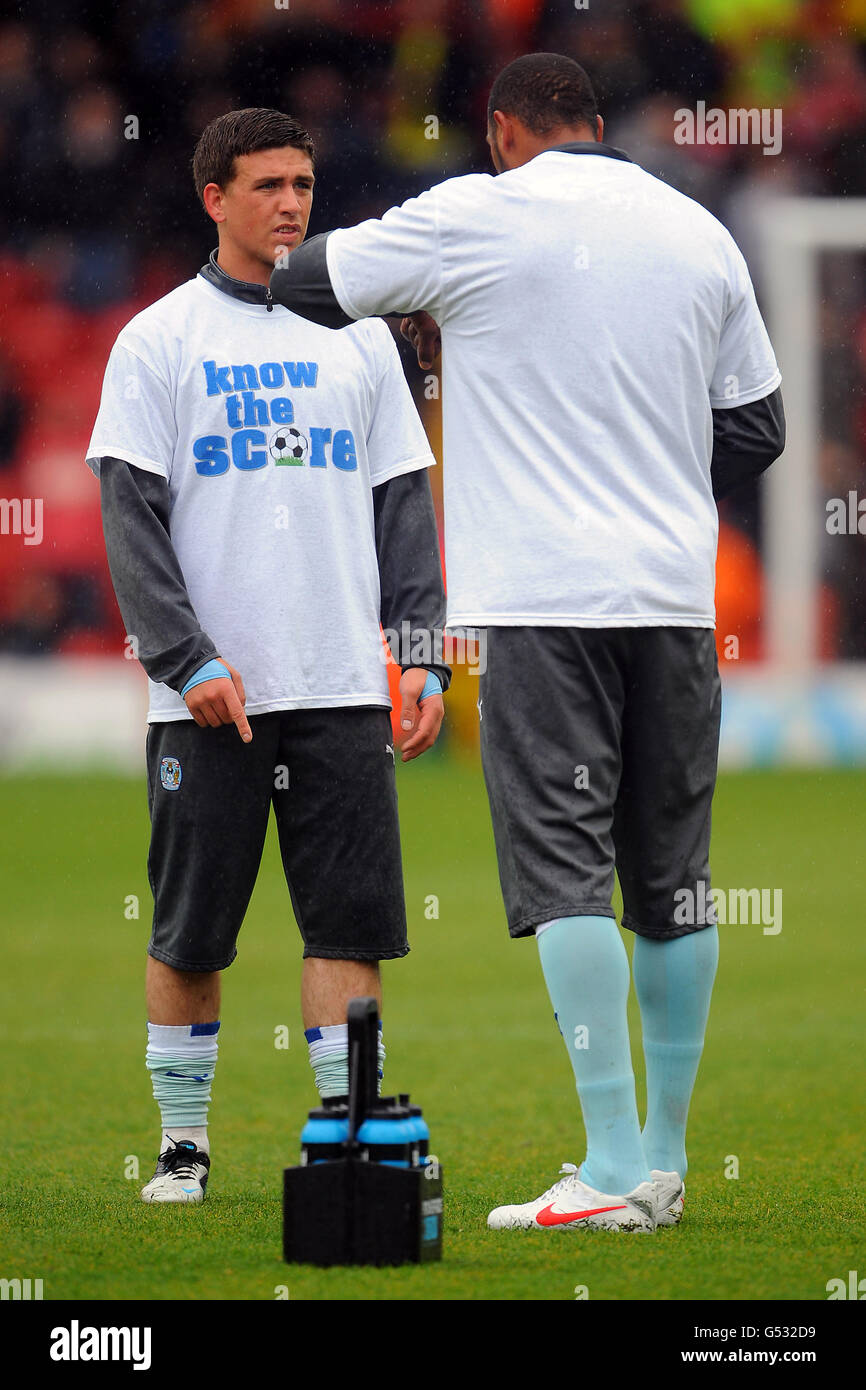 Coventry citys cody mcdonald clive platt during the warm up hi-res ...