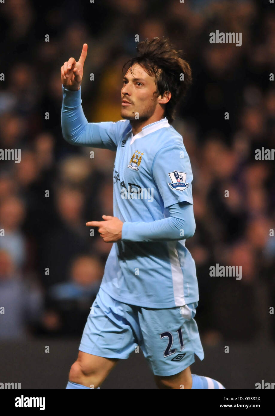 Manchester City's David Silva celebrates after he scores his side's ...