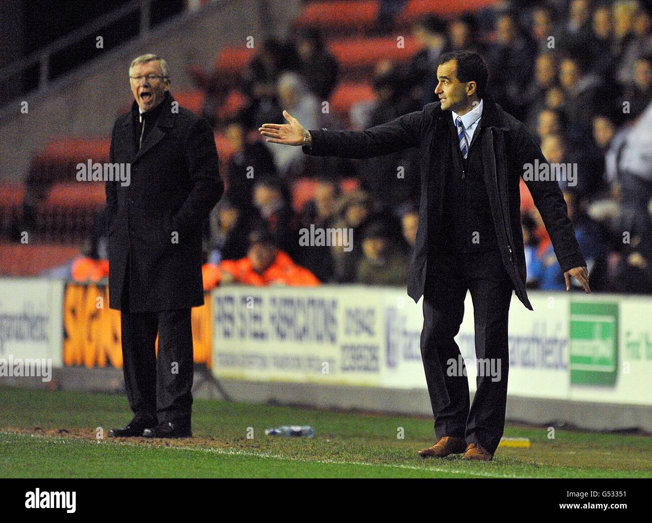 Manchester united manager sir alex ferguson right on the touchline hi ...