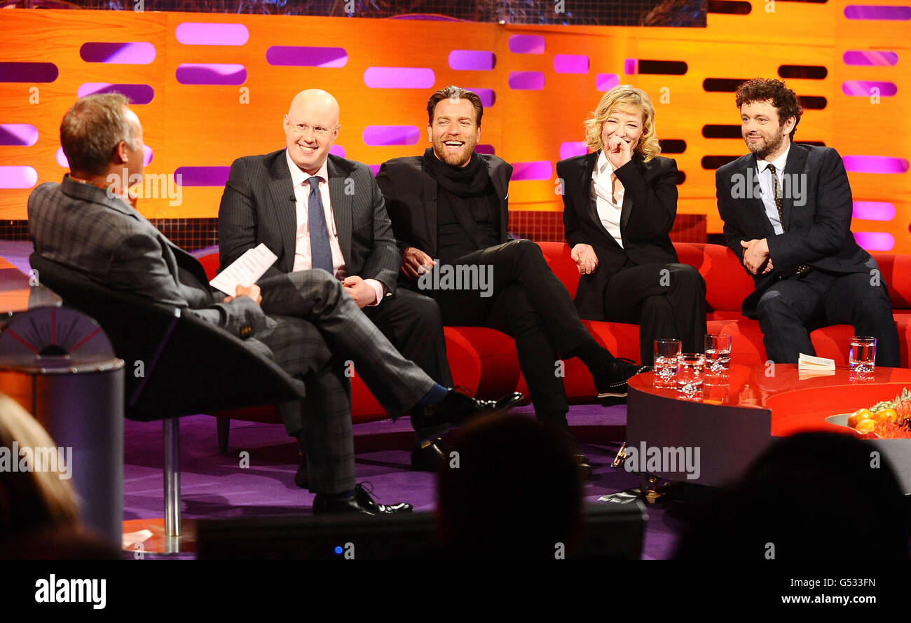 (left to right) Host Graham Norton, Matt Lucas, Ewan McGregor, Cate ...