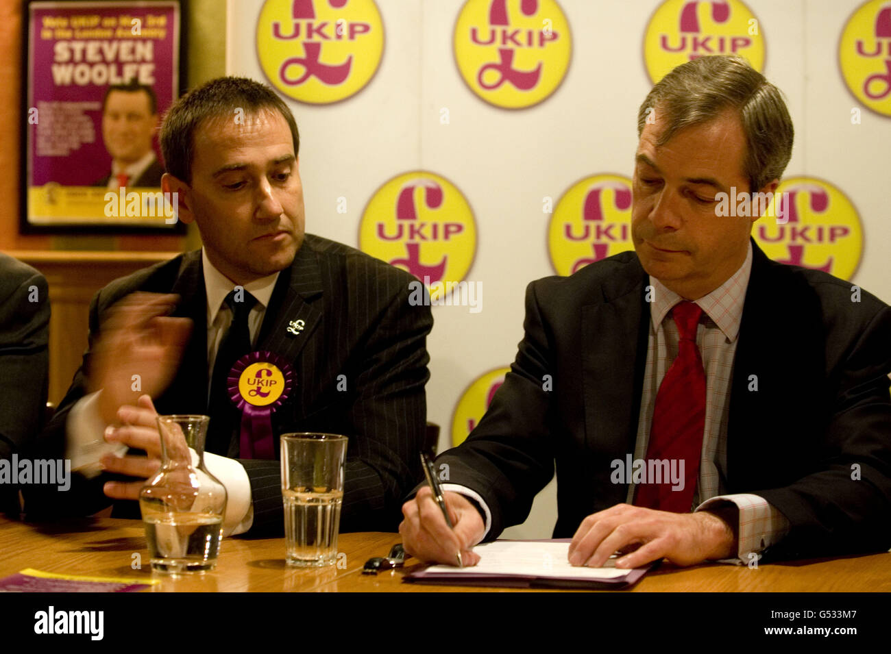 UK Independence Party leader Nigel Farage (right) and mayoral candidate ...