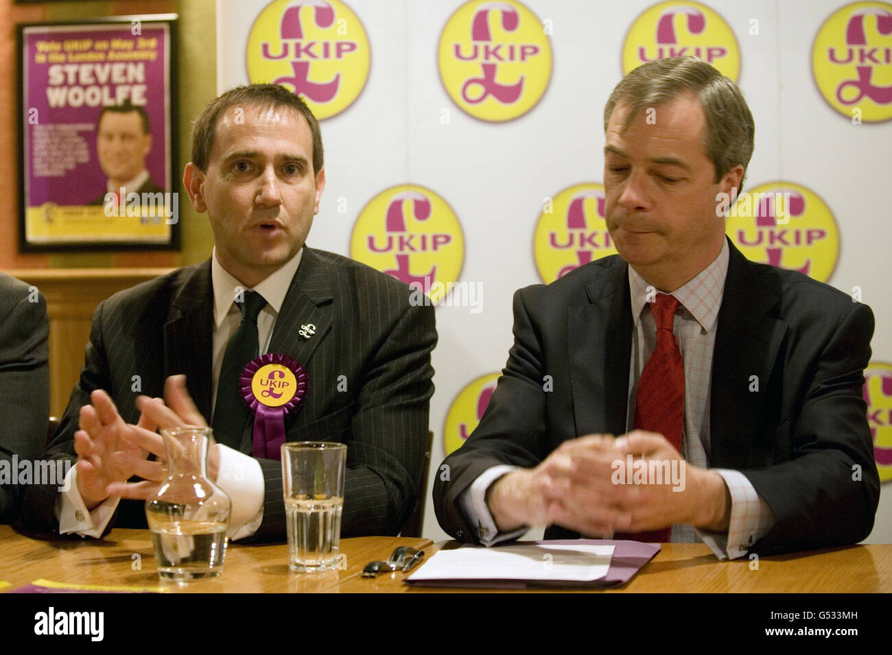UK Independence Party leader Nigel Farage (right) and mayoral candidate ...