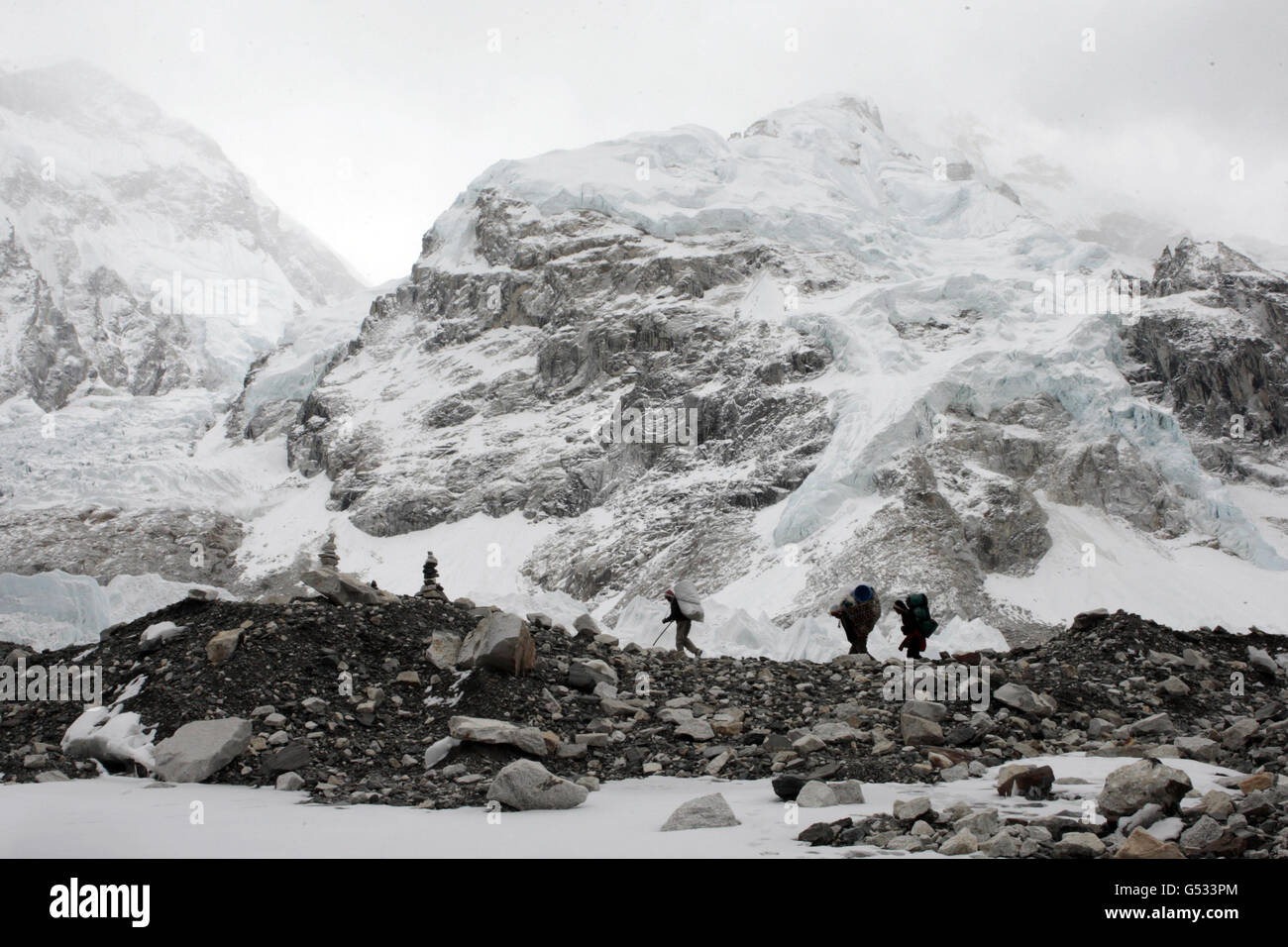 Sherpas bring in supplies to Mount Everest Base Camp. The Walking With ...