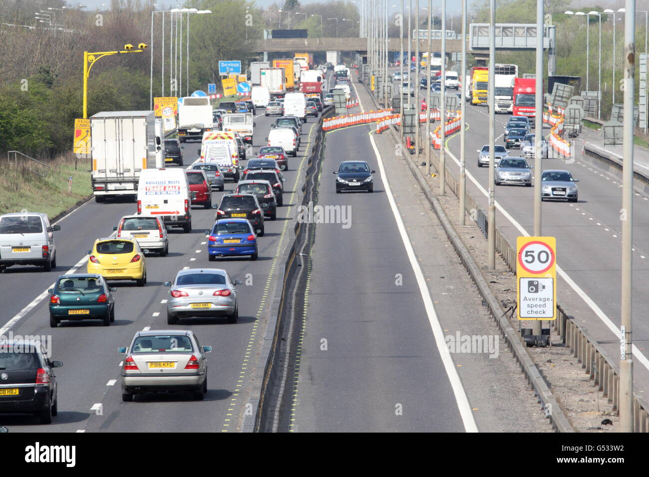 General view of the M1 road works near Milton Keynes Stock Photo - Alamy