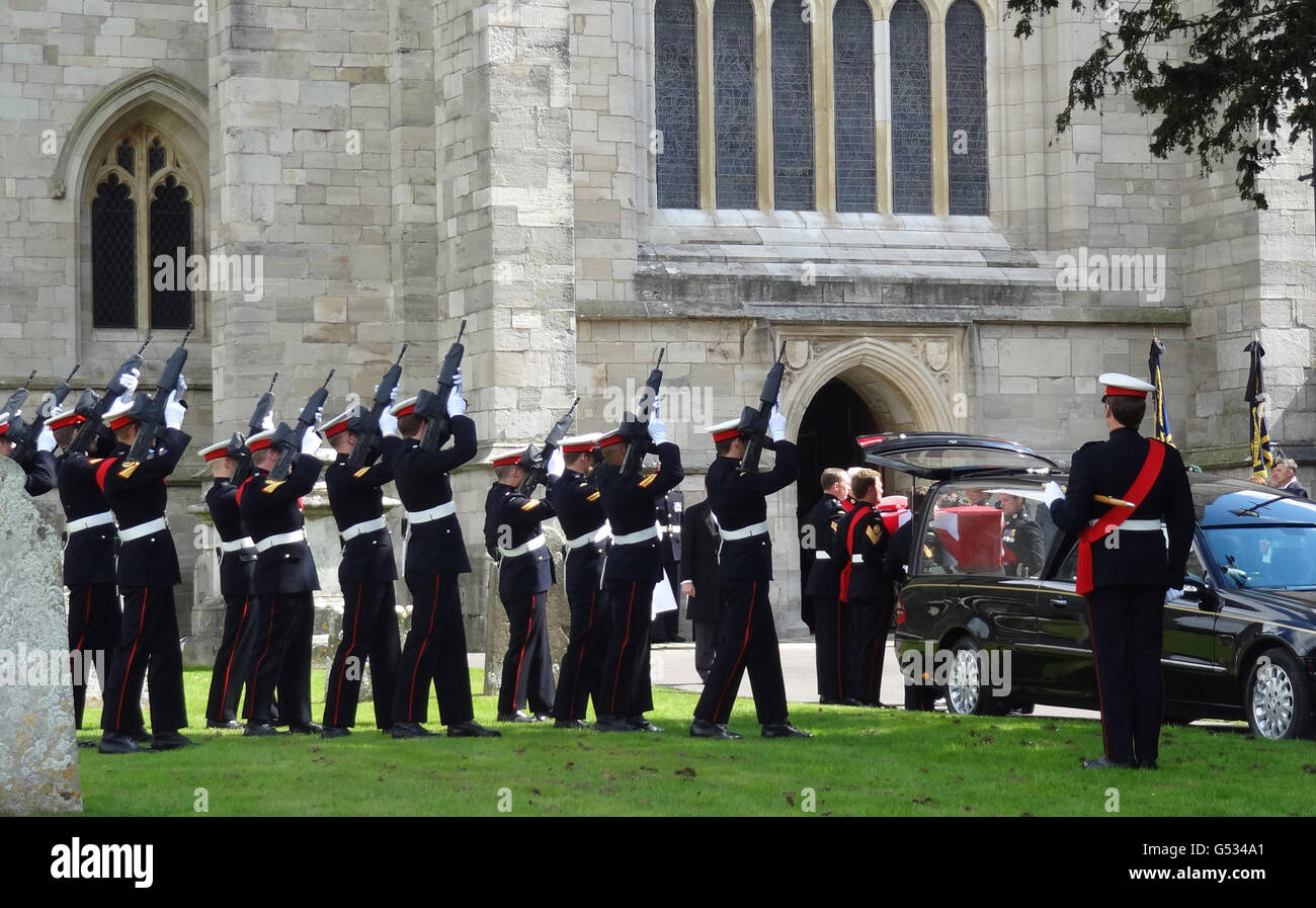 The coffin of Royal Marine Sergeant Luke Taylor outside Christchurch ...