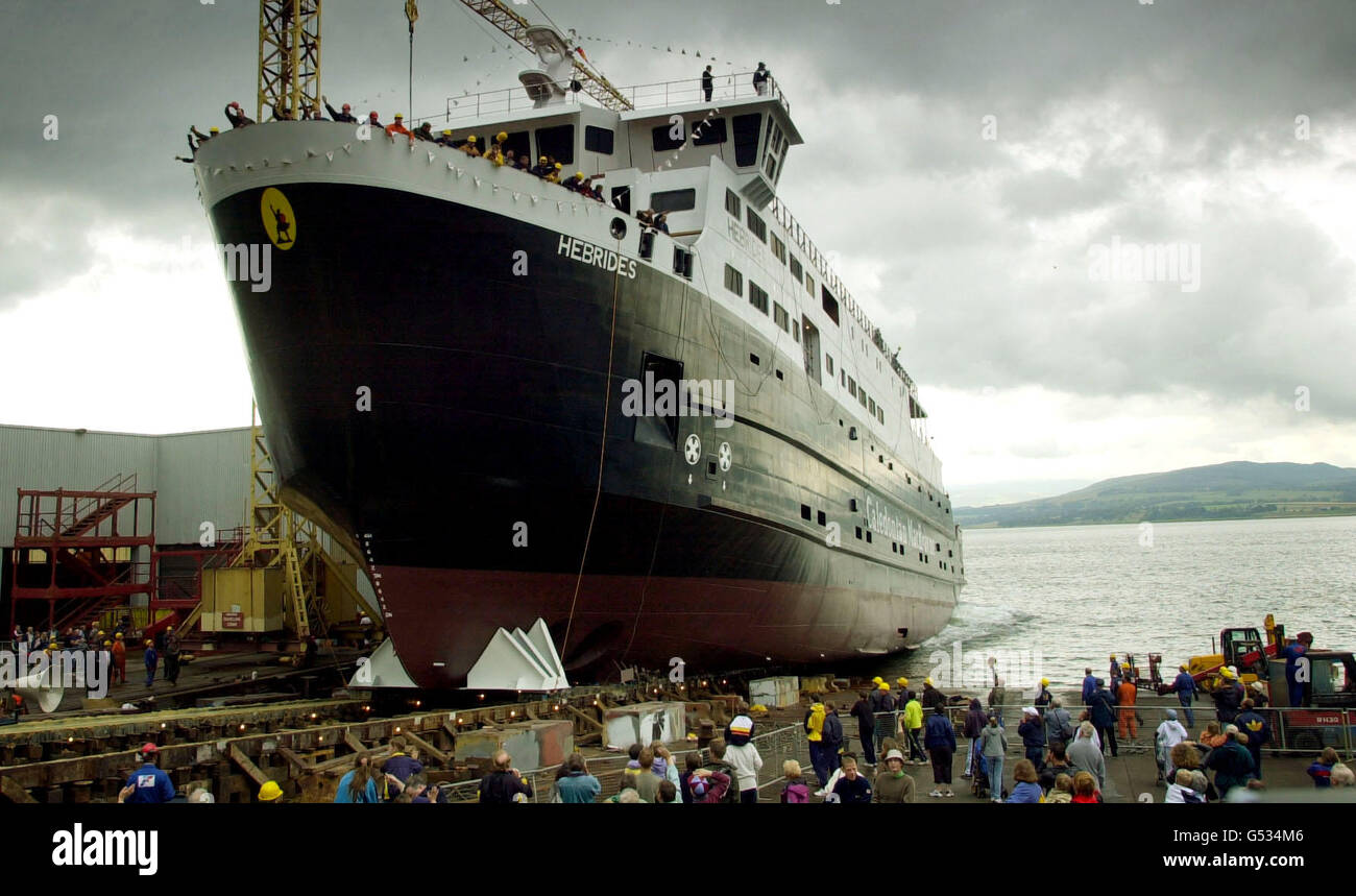 MV Hebrides launch Stock Photo - Alamy