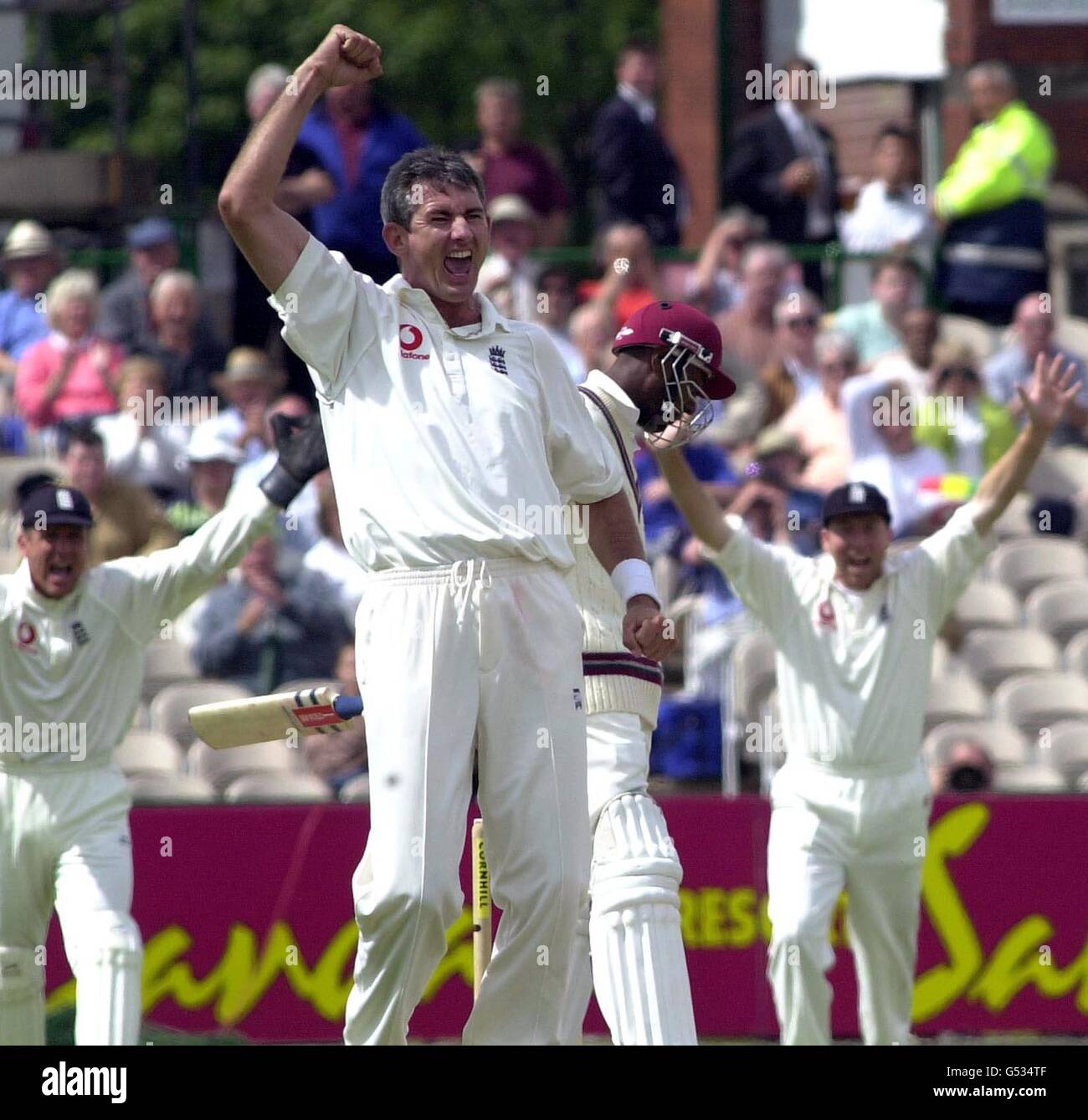 Delight for England bowler Andy Caddick as he celebrates the wicket of ...