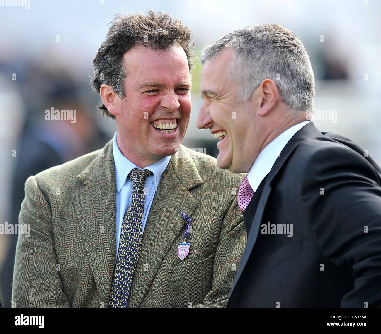 Trainer tom george left and donald mccain on liverpool day hi-res stock ...