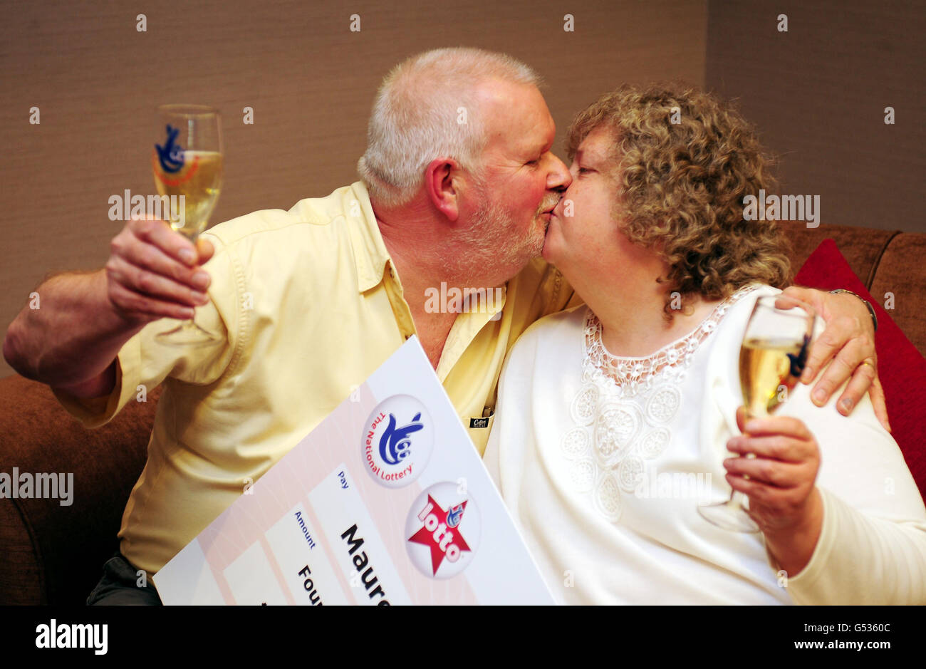 Jim Emerton, 56, and his wife Maureen, 55, celebrate at Eastwood Hall ...