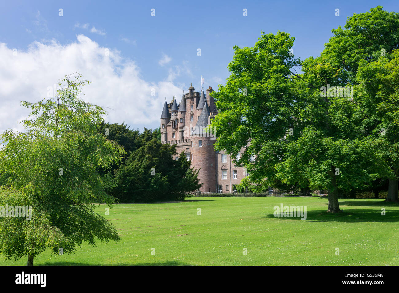 United Kingdom, Scotland, Angus, Glamis, Glamis Castle from the Garden ...
