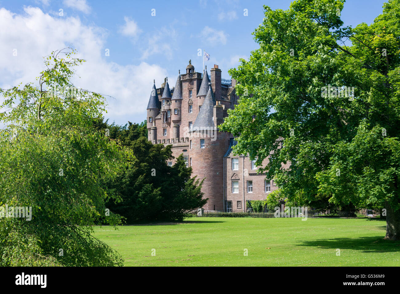 United Kingdom, Scotland, Angus, Glamis, Glamis Castle from the Garden ...