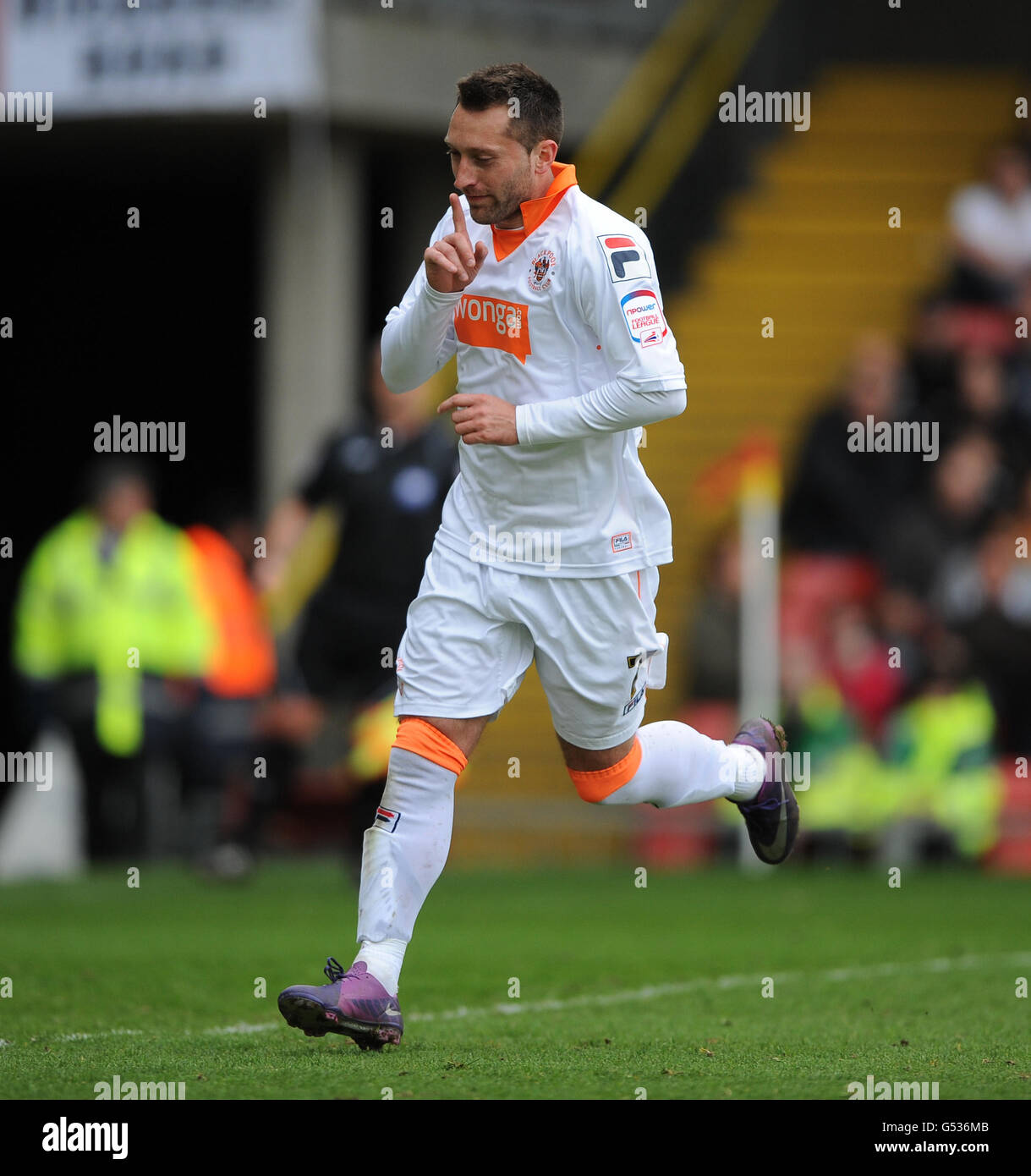 Blackpool's Stephen Dobbie celebrates after scoring his second goal ...