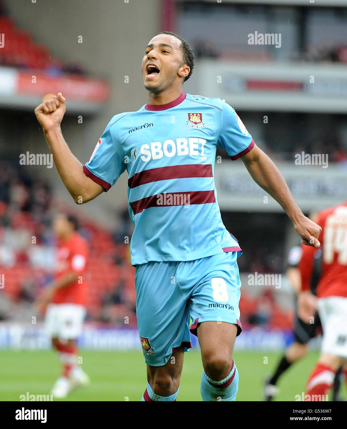 West Ham United's Nicky Maynard celebrates after scoring his side's ...
