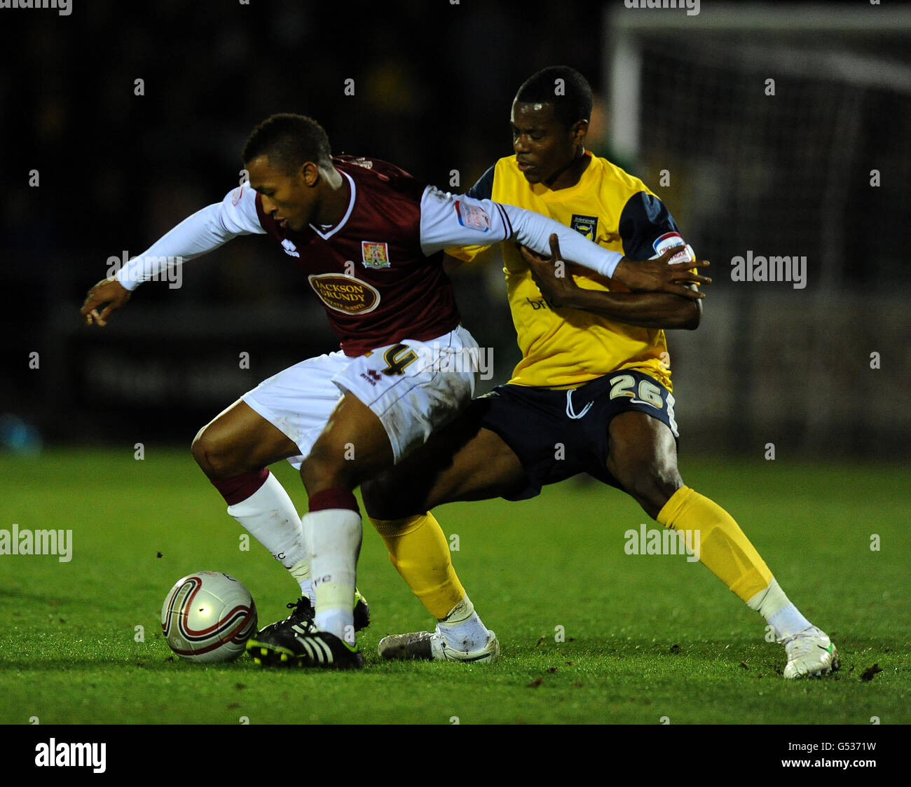 Northampton towns toni silva and oxford uniteds liam davis hi-res stock ...