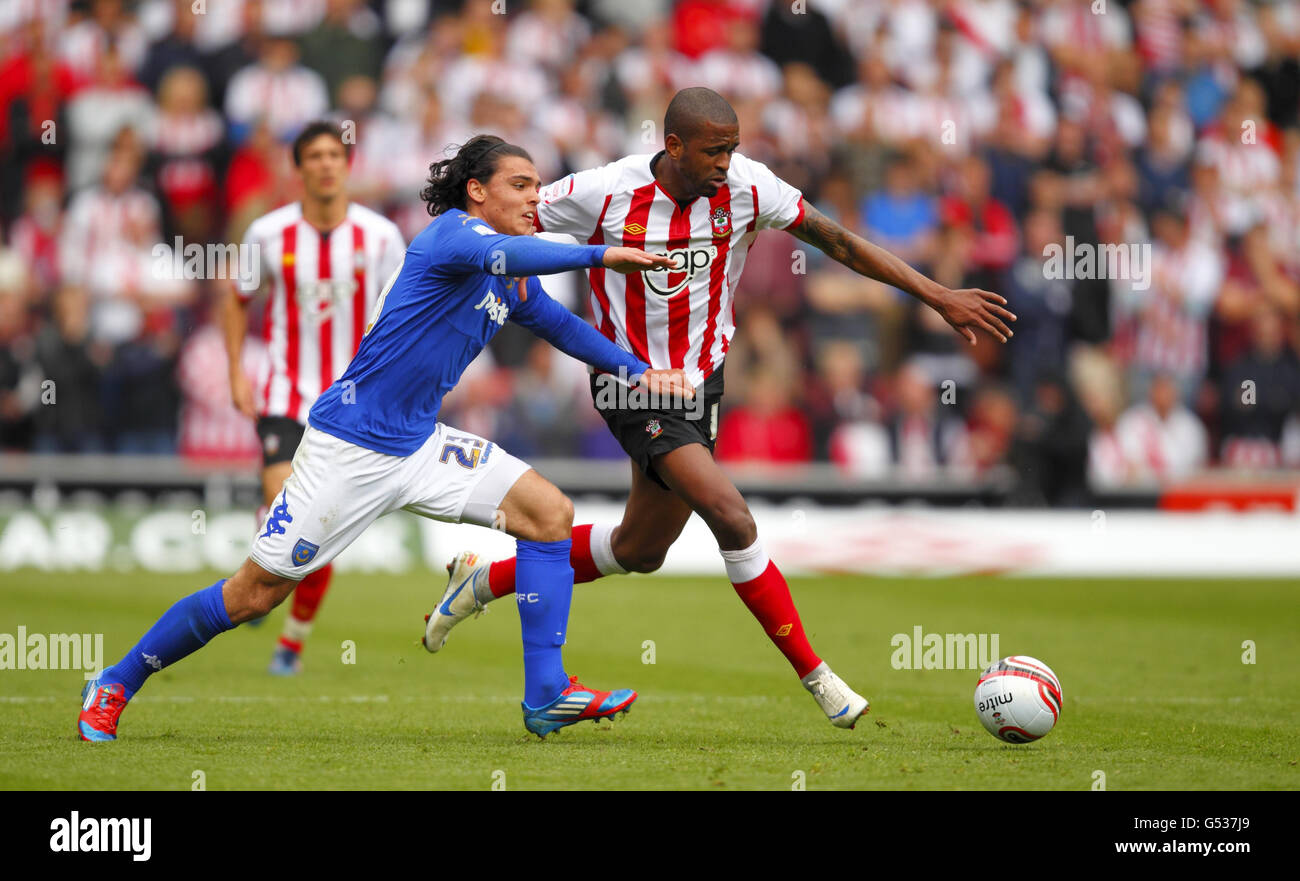 Aouthampton's Guly Do Prado (right) in action against Portsmouth's ...