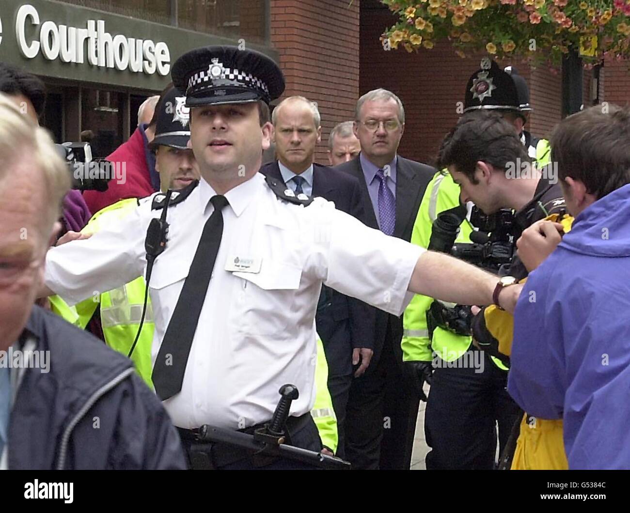 Former chief superintendent David Duckenfield, right, leaving Leeds ...