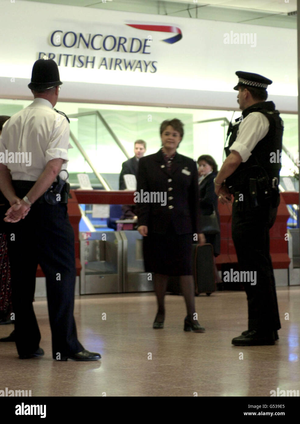 Check in desk for Concorde flights at Heathrow airport, London. Air ...