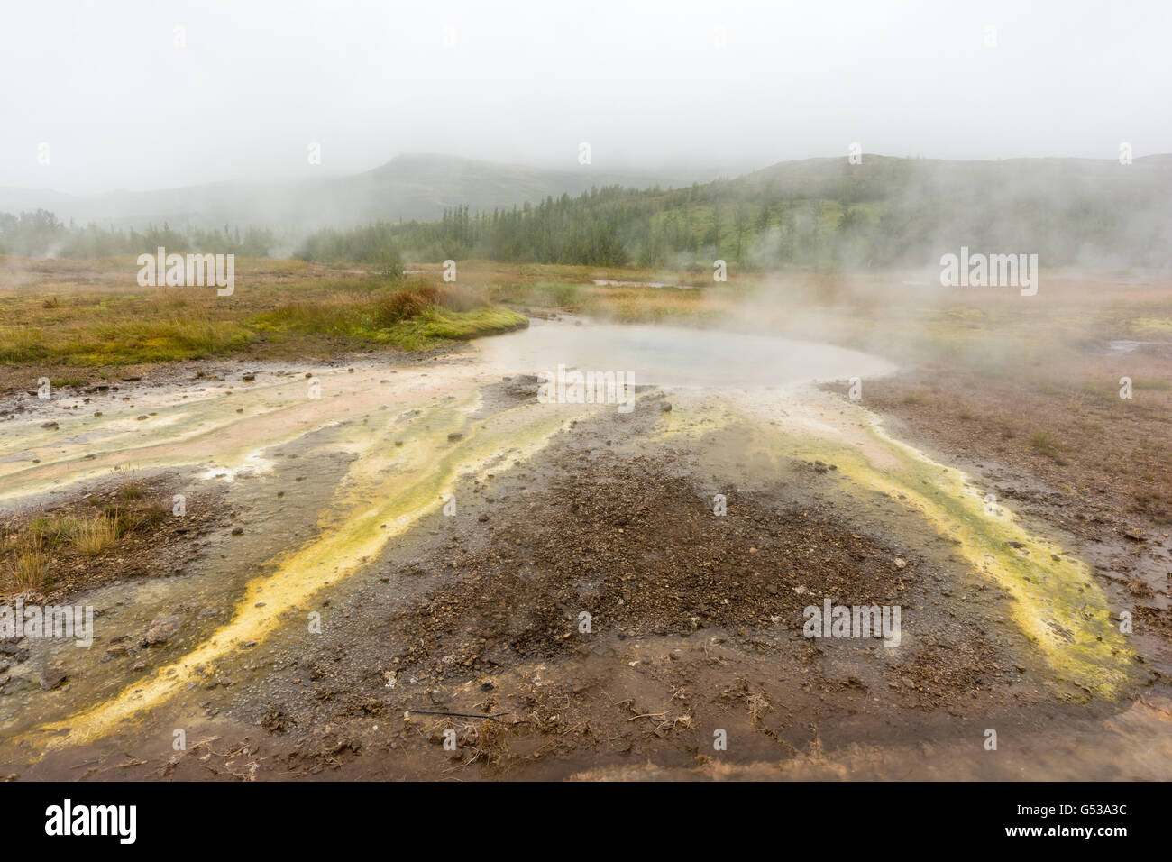Iceland, Suðurland, The Strokkur (German Butterfass) is a geyser Stock ...