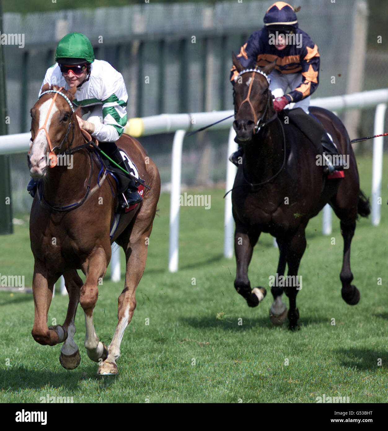 Stewards Cup Tayseer. Tayseer (left) ridden by Richard Hughes and ...