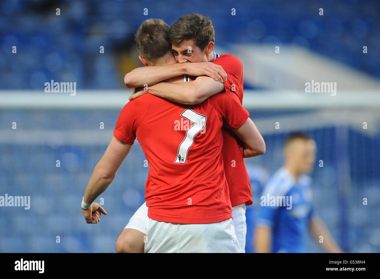 Manchester United's Jack Barmby celebrates his goal with Joe Rothwell ... Manchester United's Jack Barmby celebrates his goal with Joe Rothwell ...