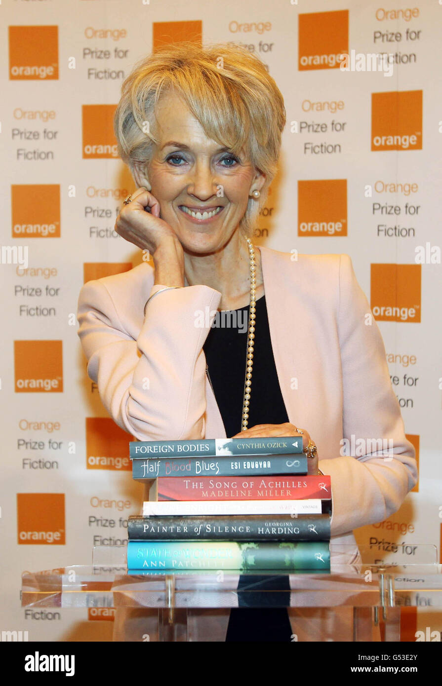 Writer Joanna Trollope, announces the shortlist for the Orange Prize for Fiction at The English ...