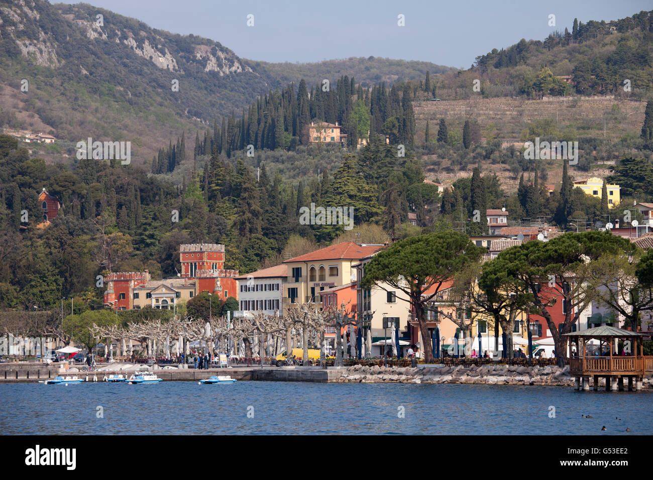 View of Garda with Villa Albertini, Lake Garda, Lago di Garda, Veneto ...