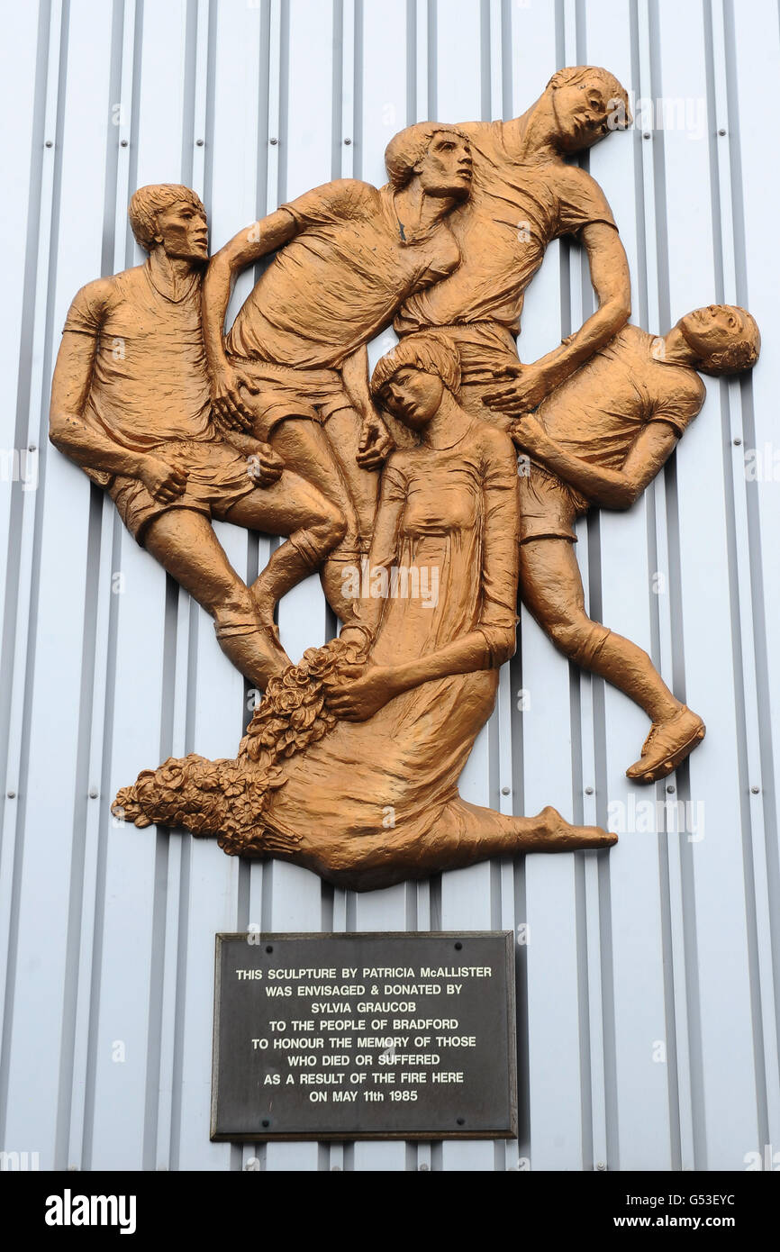 General view valley parade fire memorial coral windows stadium hi-res ...