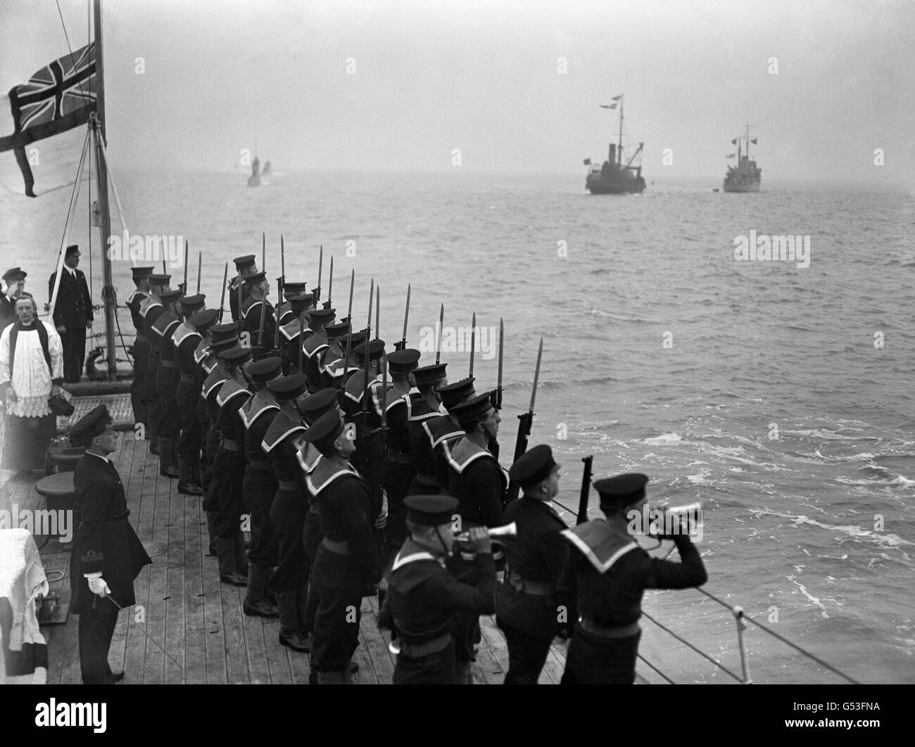 SUBMARINE DISASTER 1932: A view on board the 'Adamant' showing the crew ...