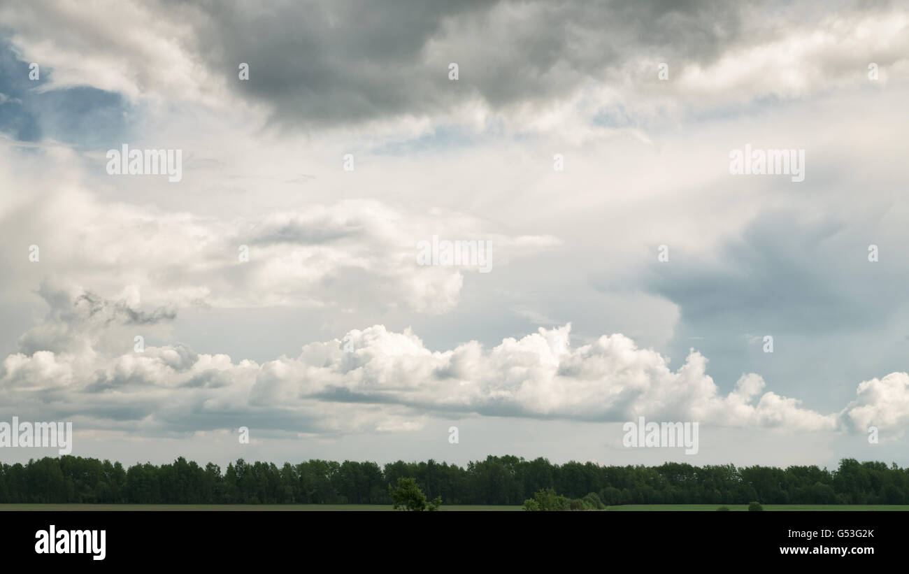 Beautiful sky over field forest hi-res stock photography and images - Alamy