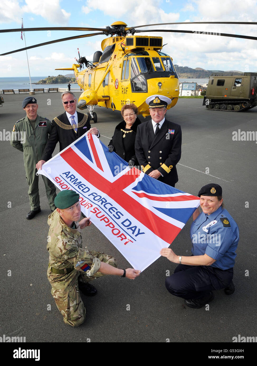 (back left to right) Master aircrewman Andy Batchelor, Plymouth City ...