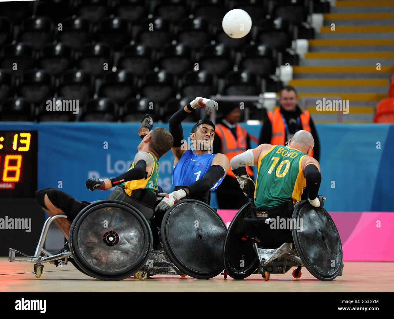Great Britain's Mandip Sehmi (centre) passes the ball during the London ...