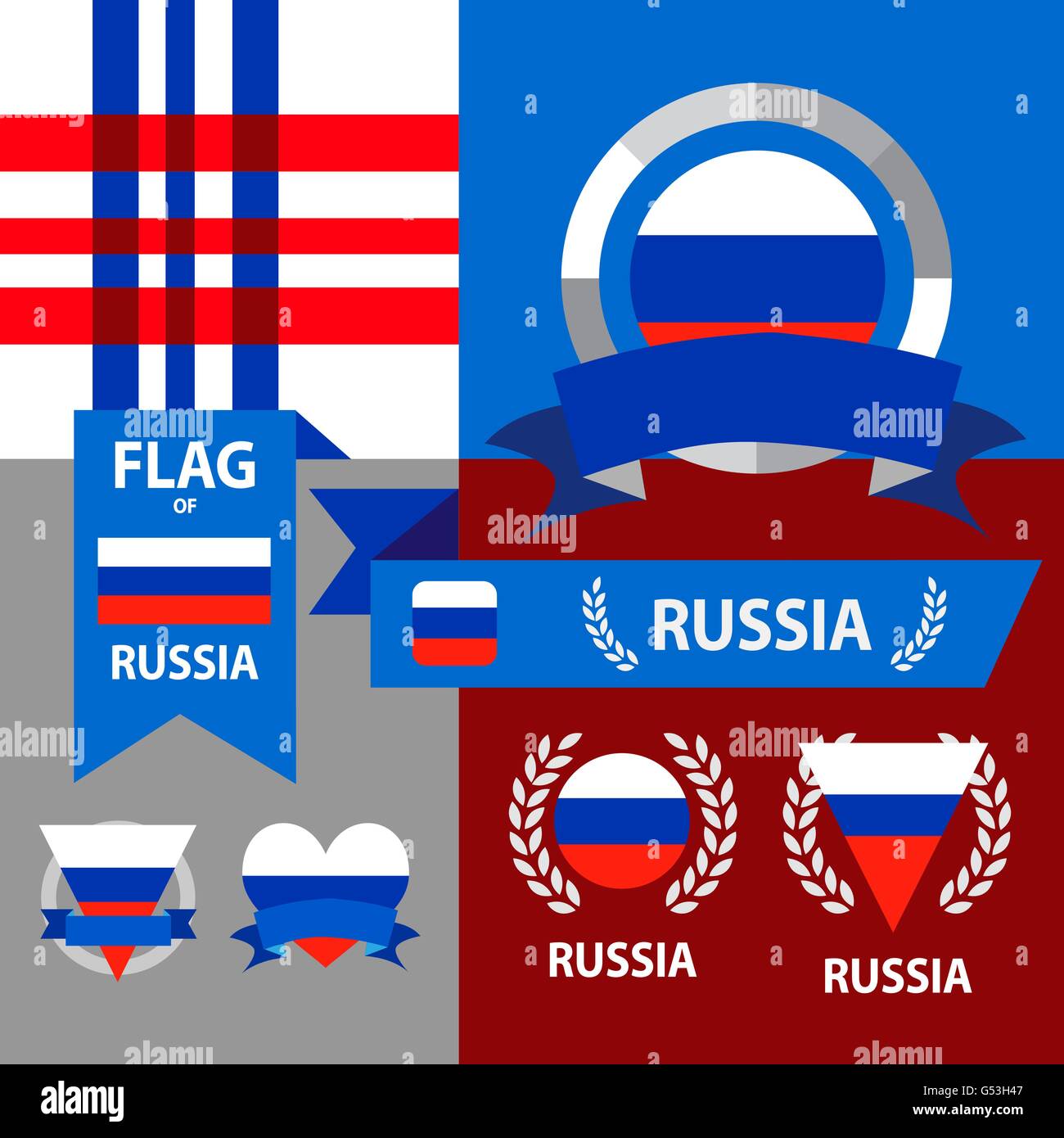 Set of Russia flag, emblem and pattern background Stock Vector Image ...