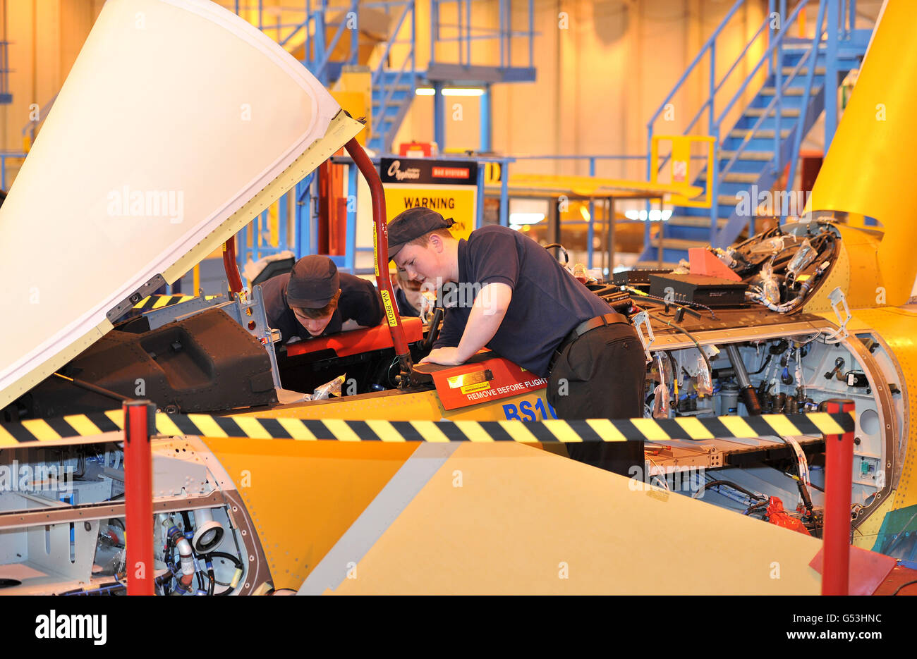 Apprentices work on the Eurofighter Typhoon at BAE Systems in Warton ...