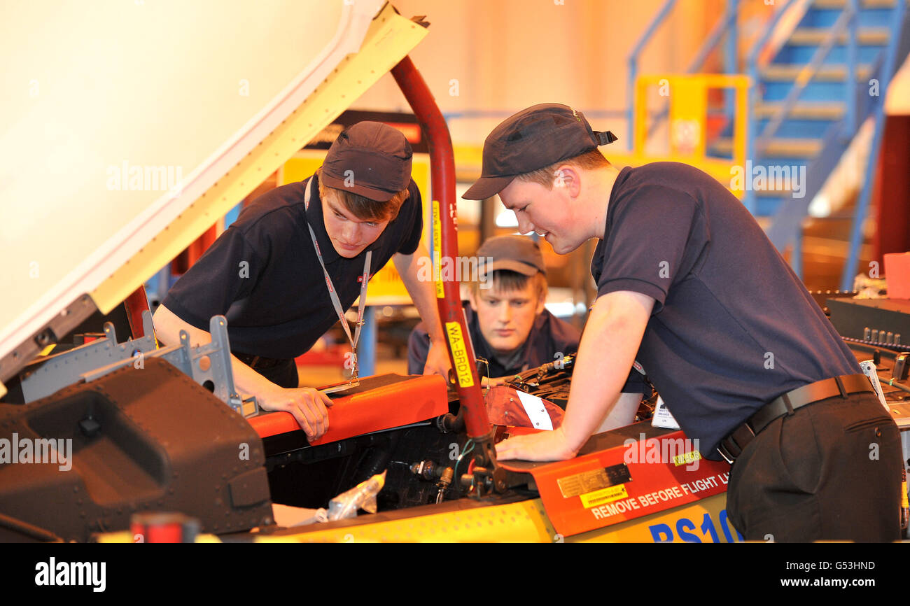 Apprentices work on the Eurofighter Typhoon at BAE Systems in Warton ...