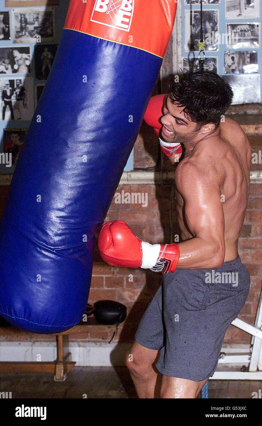 Omar Sheika from the USA trains at a Harrow Road Gym in London ahead of ...