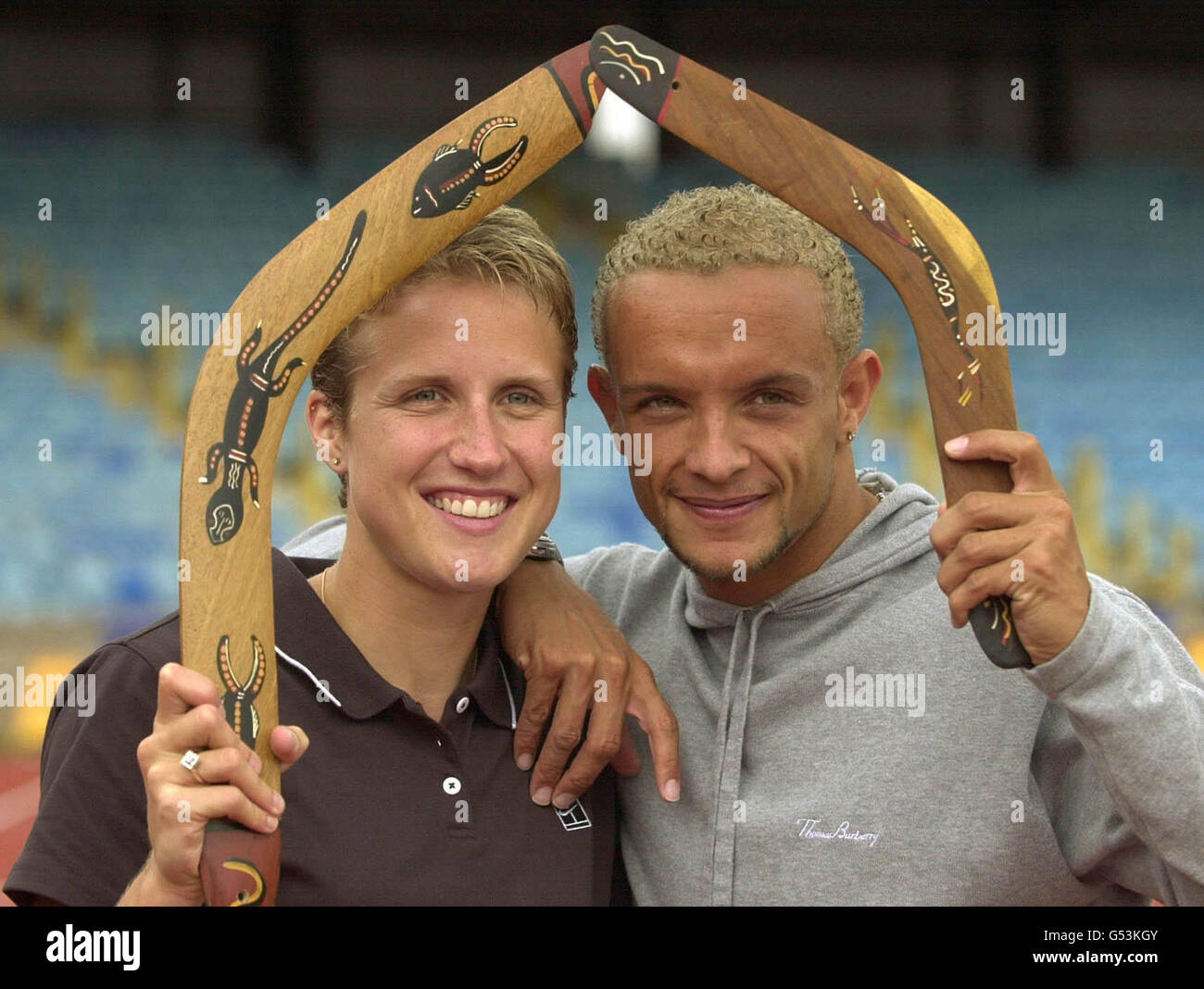 Katharine Merry from Scotland (L) with fellow 400 metre runner Jamie ...