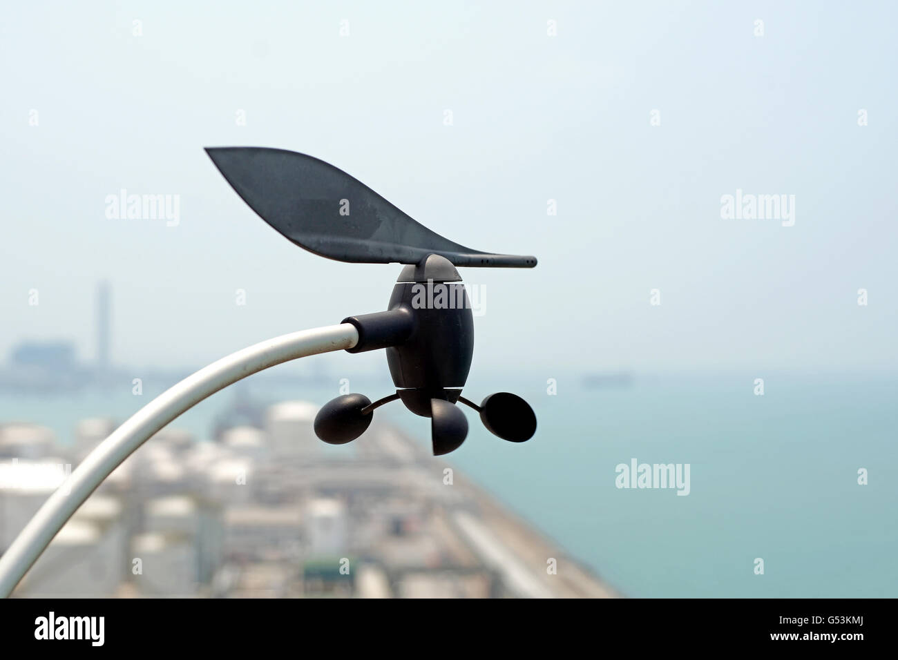 closeup of anemometer against blue sky background Stock Photo - Alamy