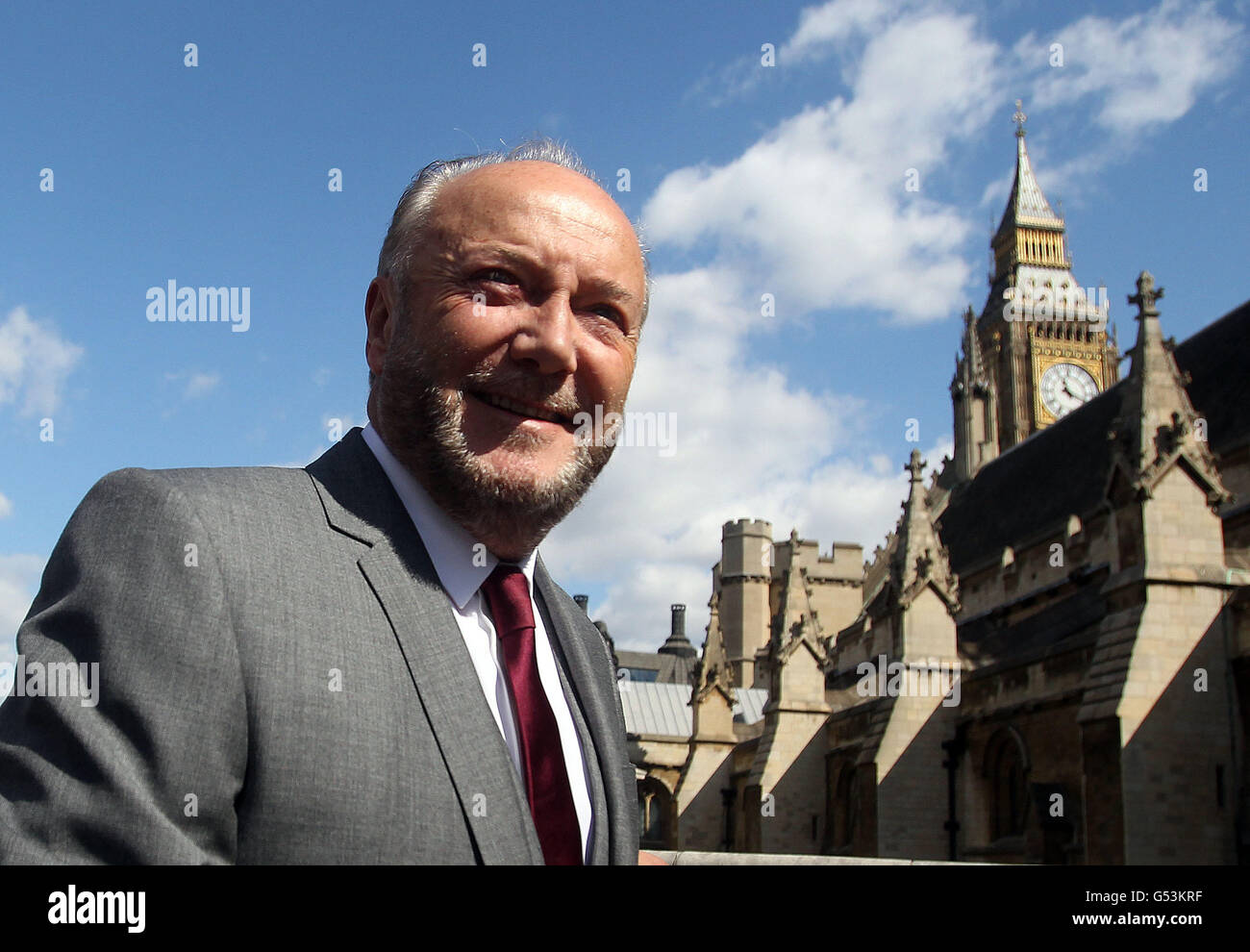 Bradford West MP George Galloway in front of the Houses of Parliament ...