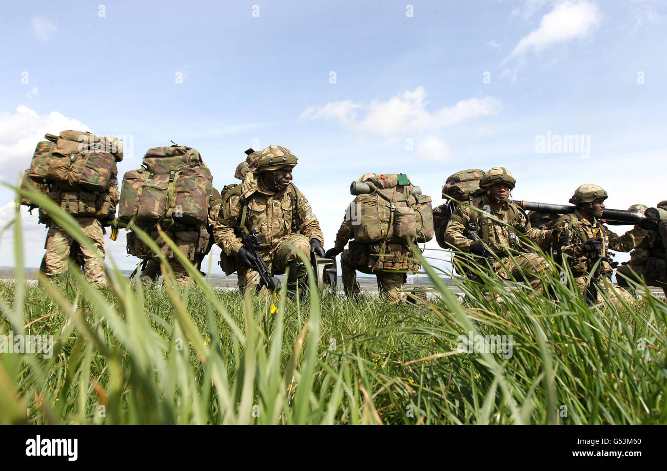 Soldiers from 5 Scots during training at West Freugh Airfield as they ...