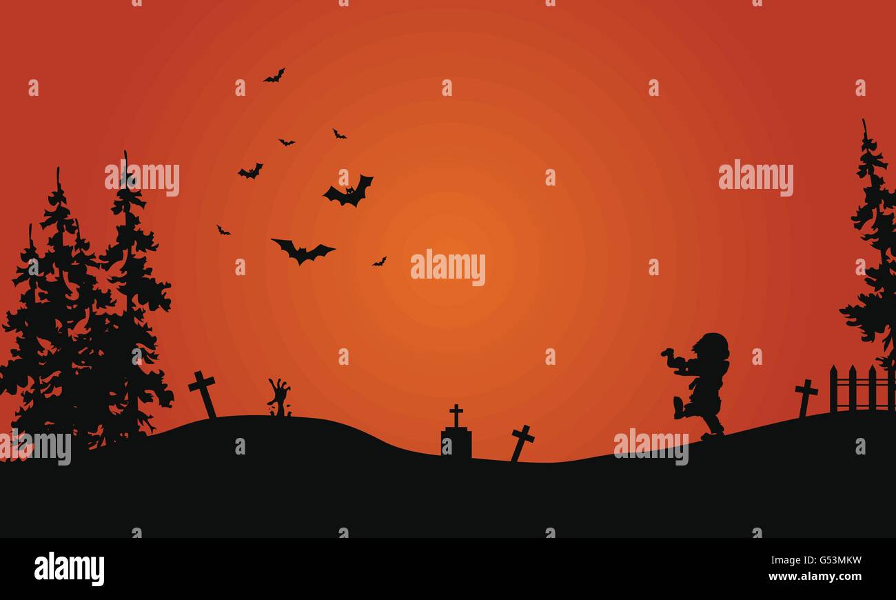 Scenery zombie tomb silhouette moon hi-res stock photography and images ...