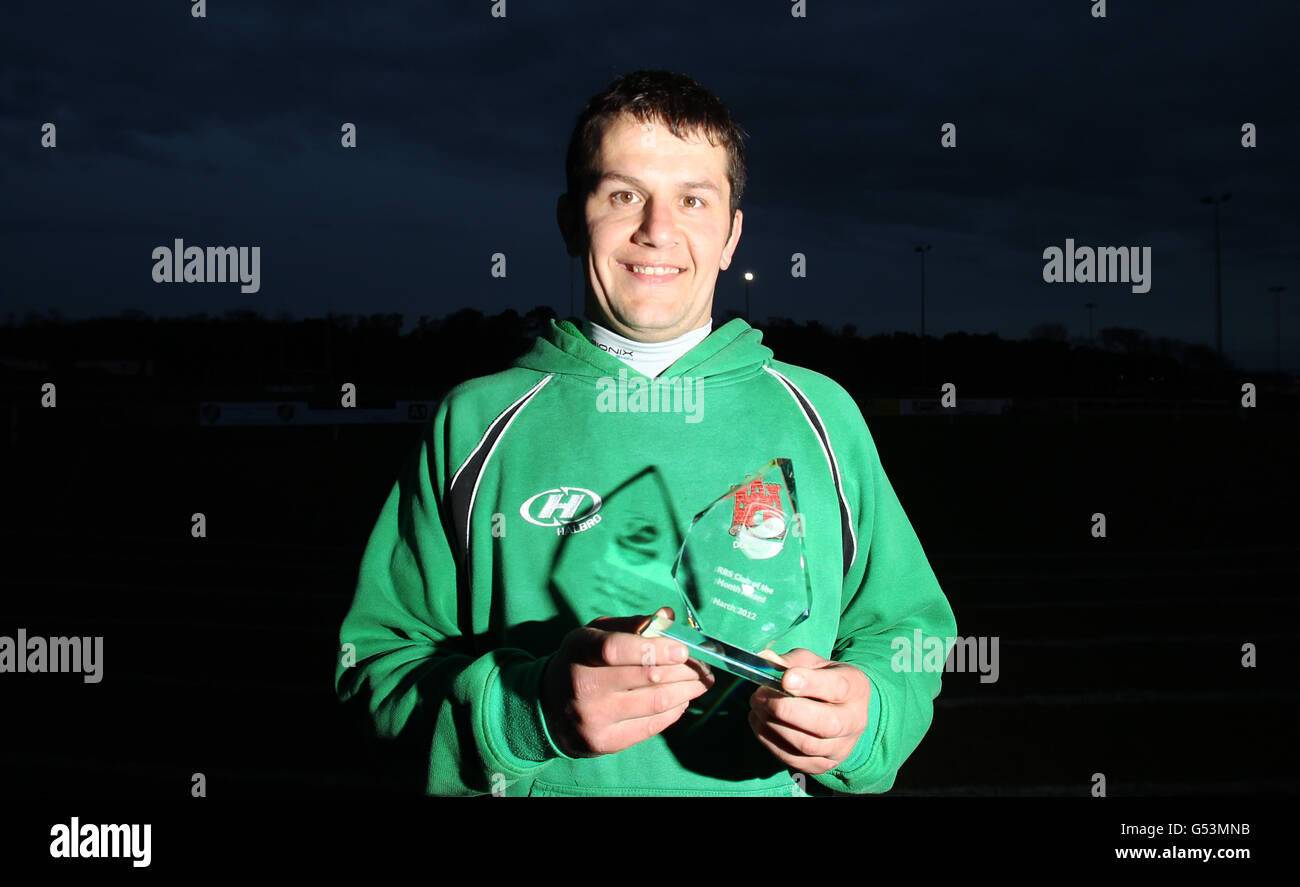Dunbar RFC Captain, Jamie Peters with the Club of the month award ...