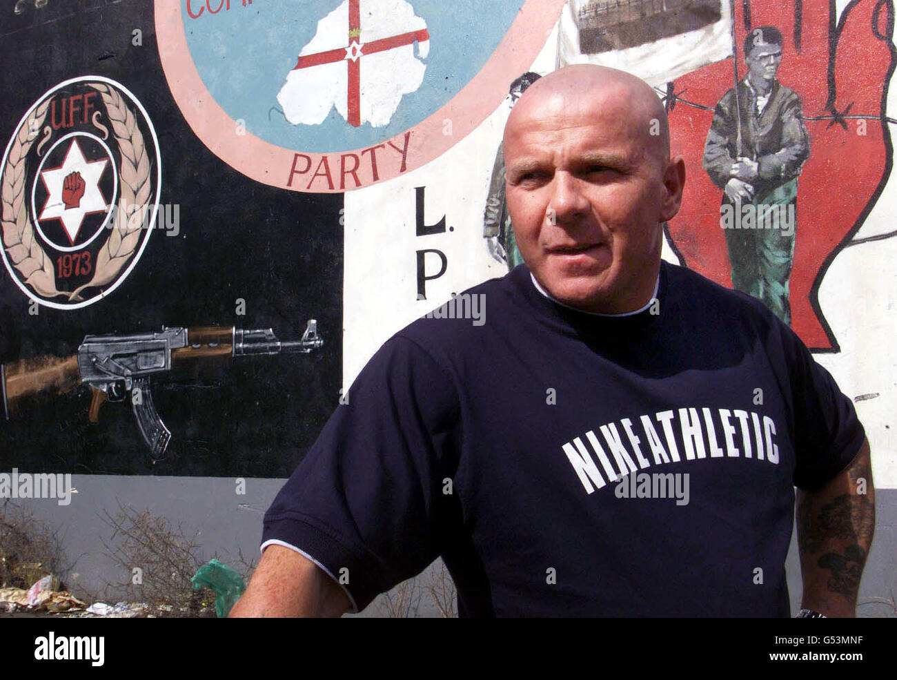 Loyalist leader Johnny Adair on the Shankill road in Belfast. Mr Adair ...
