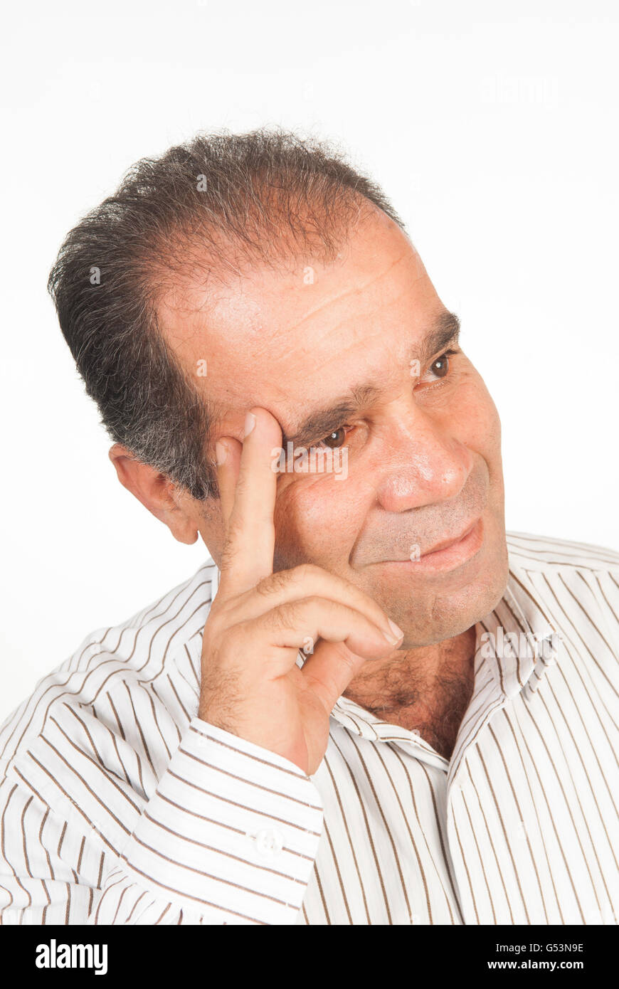 Man thinking against a white background Stock Photo - Alamy