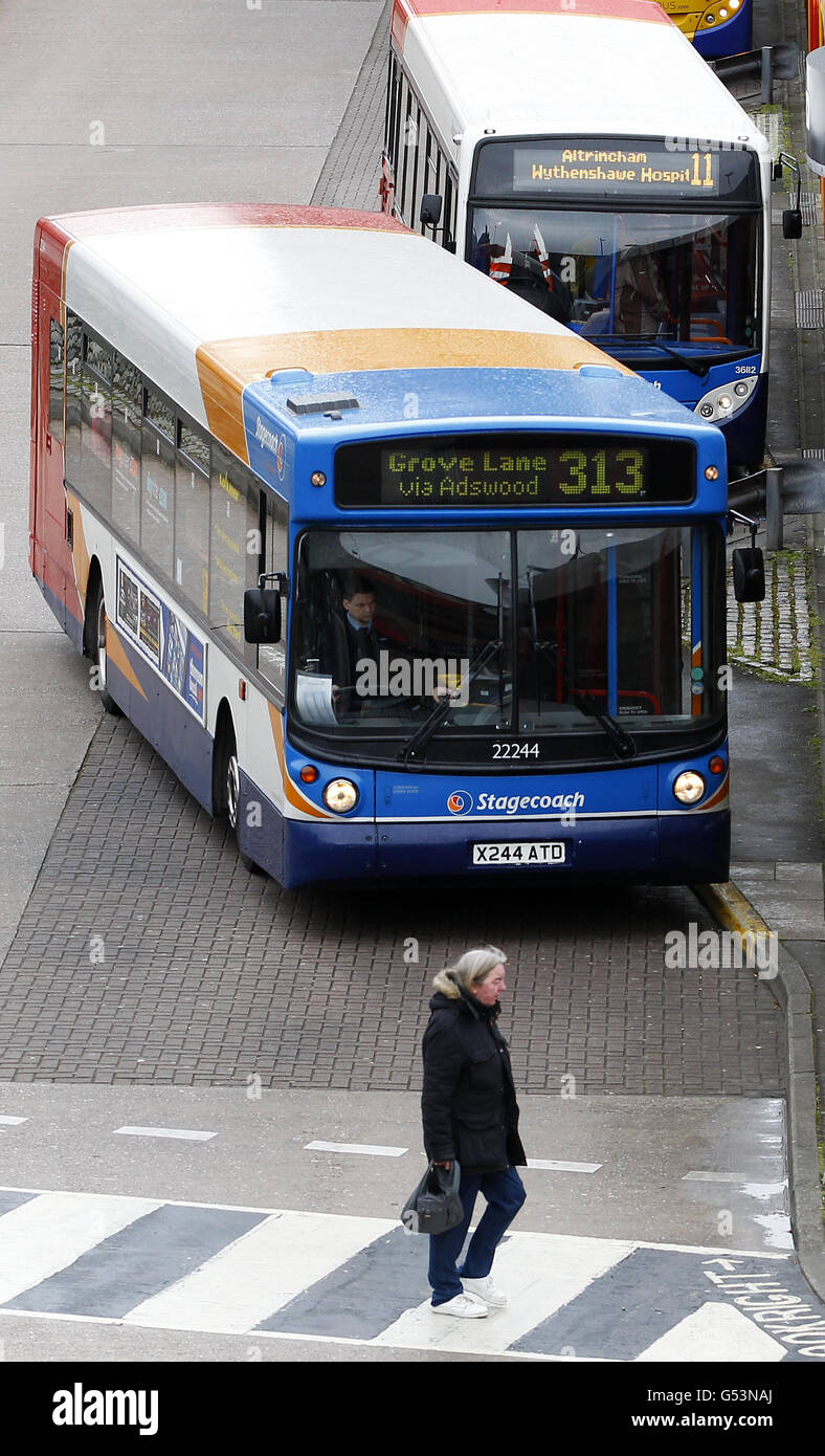 General view of Stagecoach buses in Stockport bus station Stock Photo ... General view of Stagecoach buses in Stockport bus station Stock Photo ...