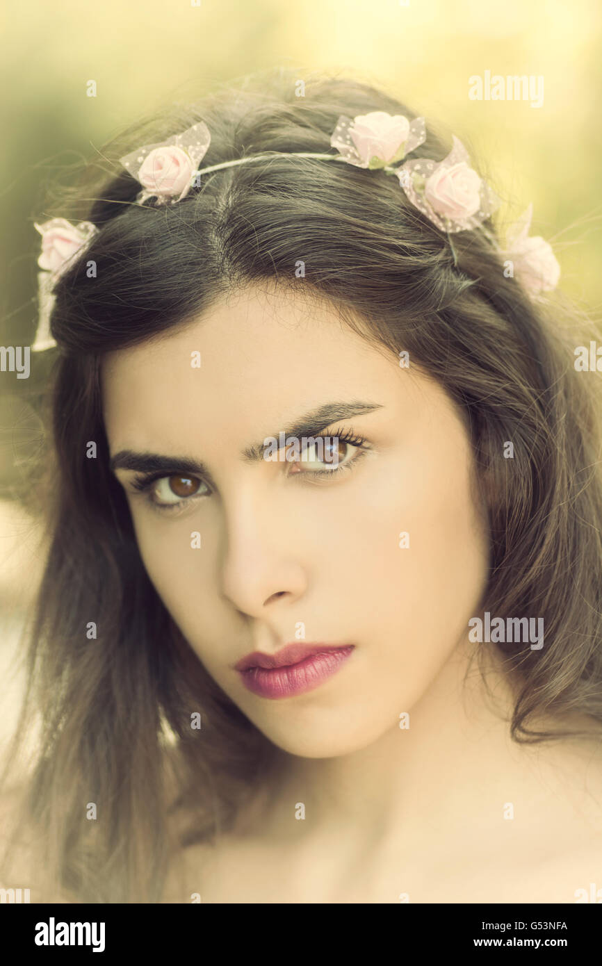 Beautiful woman staring outdoors Stock Photo - Alamy