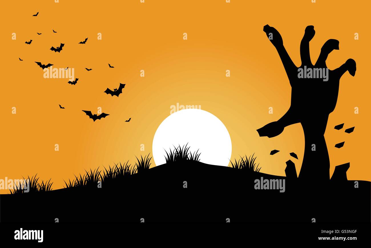 Hand zombie and bat halloween backgrounds Stock Vector Image & Art - Alamy