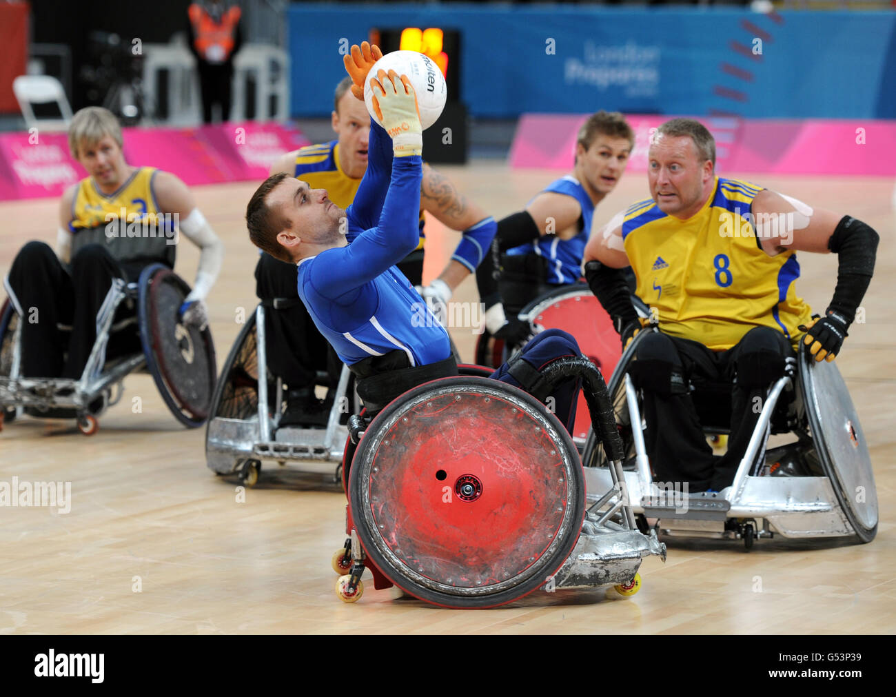 Great Britain's Andy Barrow makes a catch during the Wheelchair Rugby ...