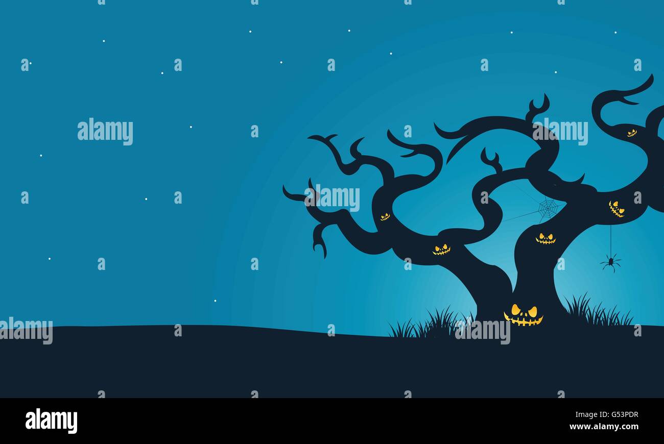 Halloween scary dry tree silhouette Stock Vector Image & Art - Alamy