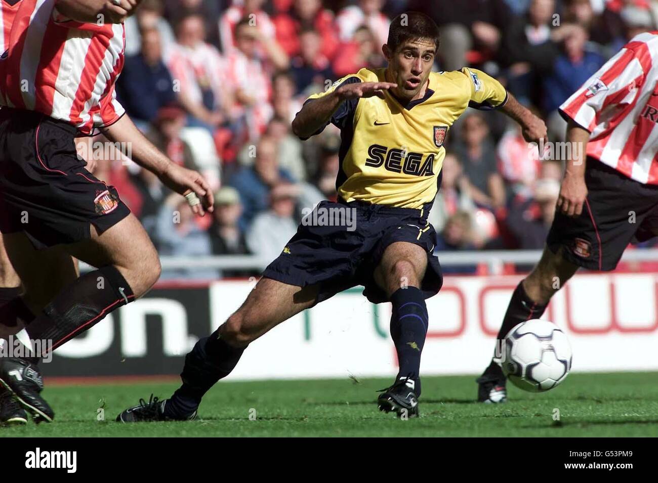 Arsenal's Silvinho battles through the Sunderland defence during the ...