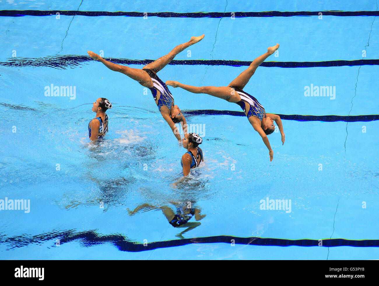 Japan's team in perform their technical routine during the Synchronised ...